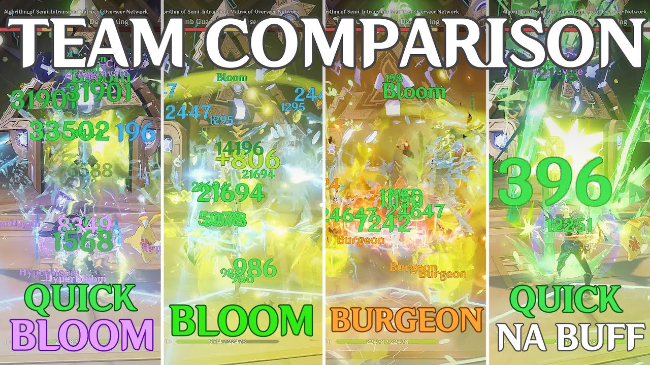 Al Haitham Team Comp Comparison - Quickbloom vs Bloom vs Burgeon vs ...
