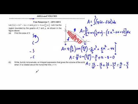 AB Calculus Free Response Problem 2013 AB 5 Find Area Between Curves ...