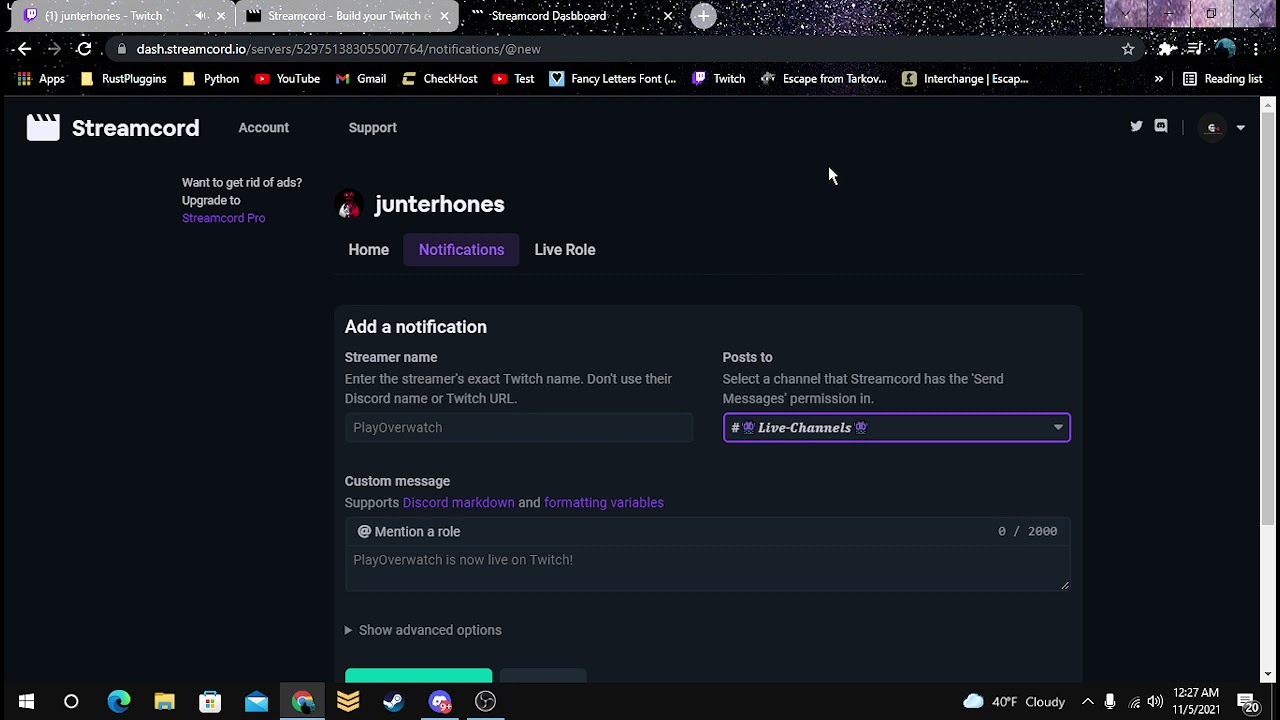 Adding to streamcord - YouTube