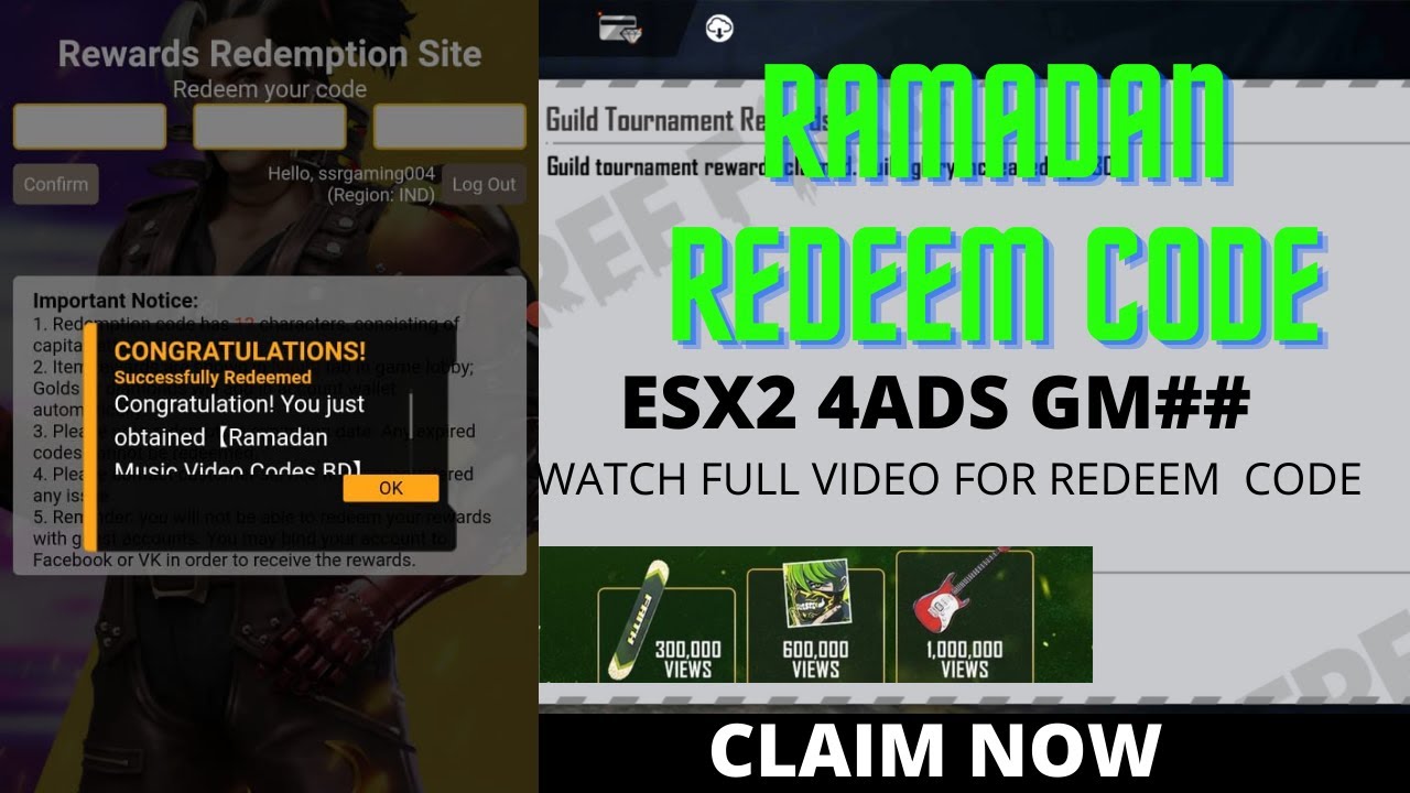 RAMADAN REDEEM CODE || EUD DAY REDEEM CODE || REDEEM CODE || 18,19,20 ...