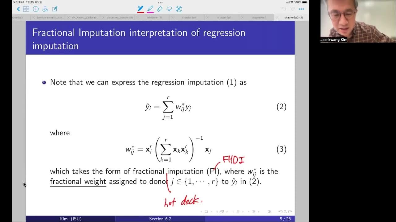 Stat 523x, 10/27/2022 lecture (Ch. 6 Fractional Imputation, Part 2) - YouTube