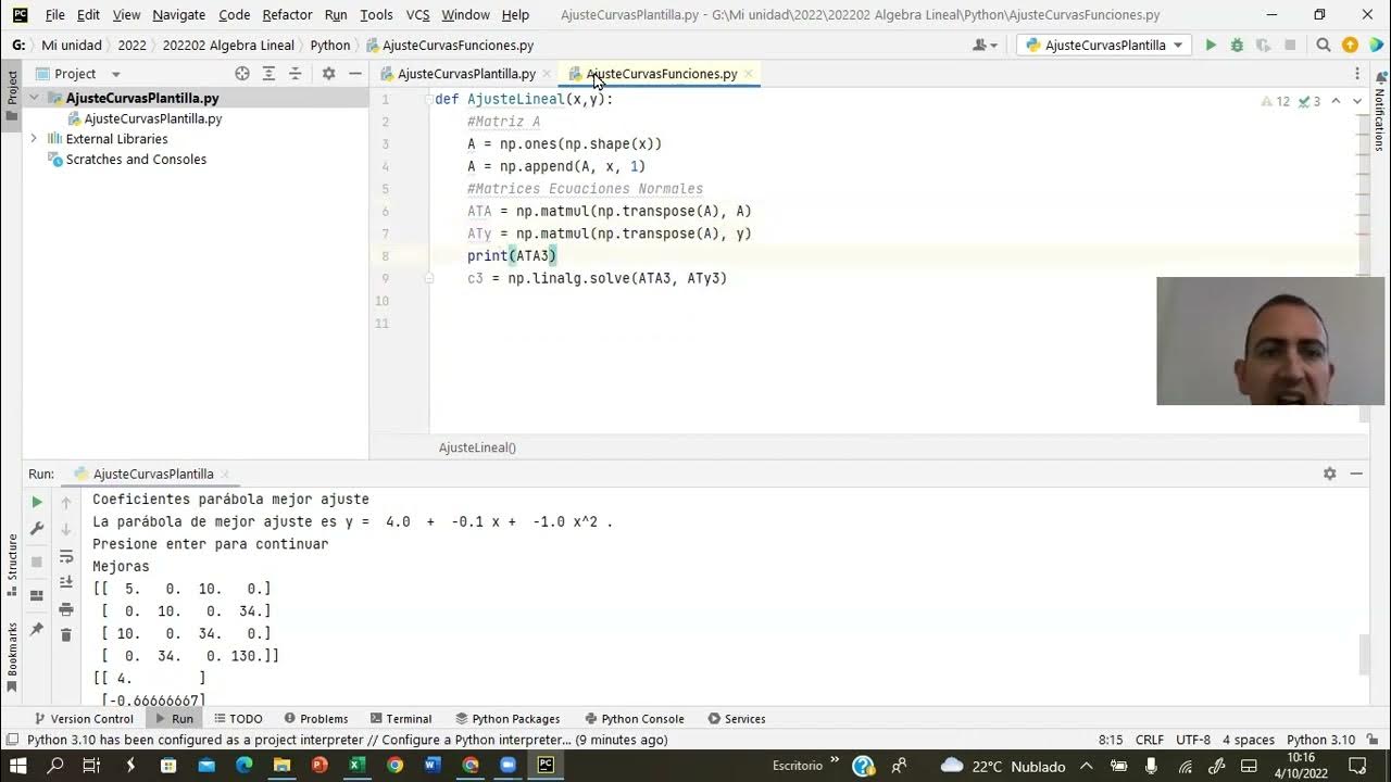 AL A 4 oct Ajuste de Curvas en Python - YouTube