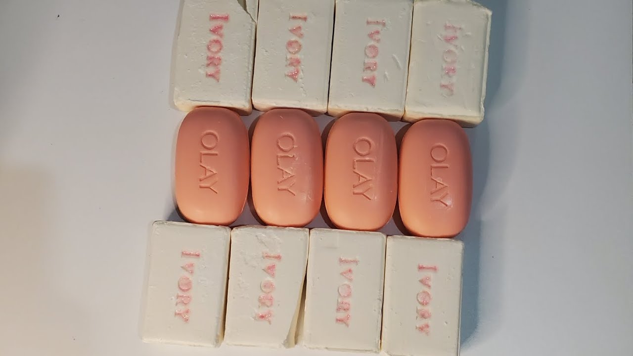 ASMR Cutting dry Ivory and Olay soaps - YouTube