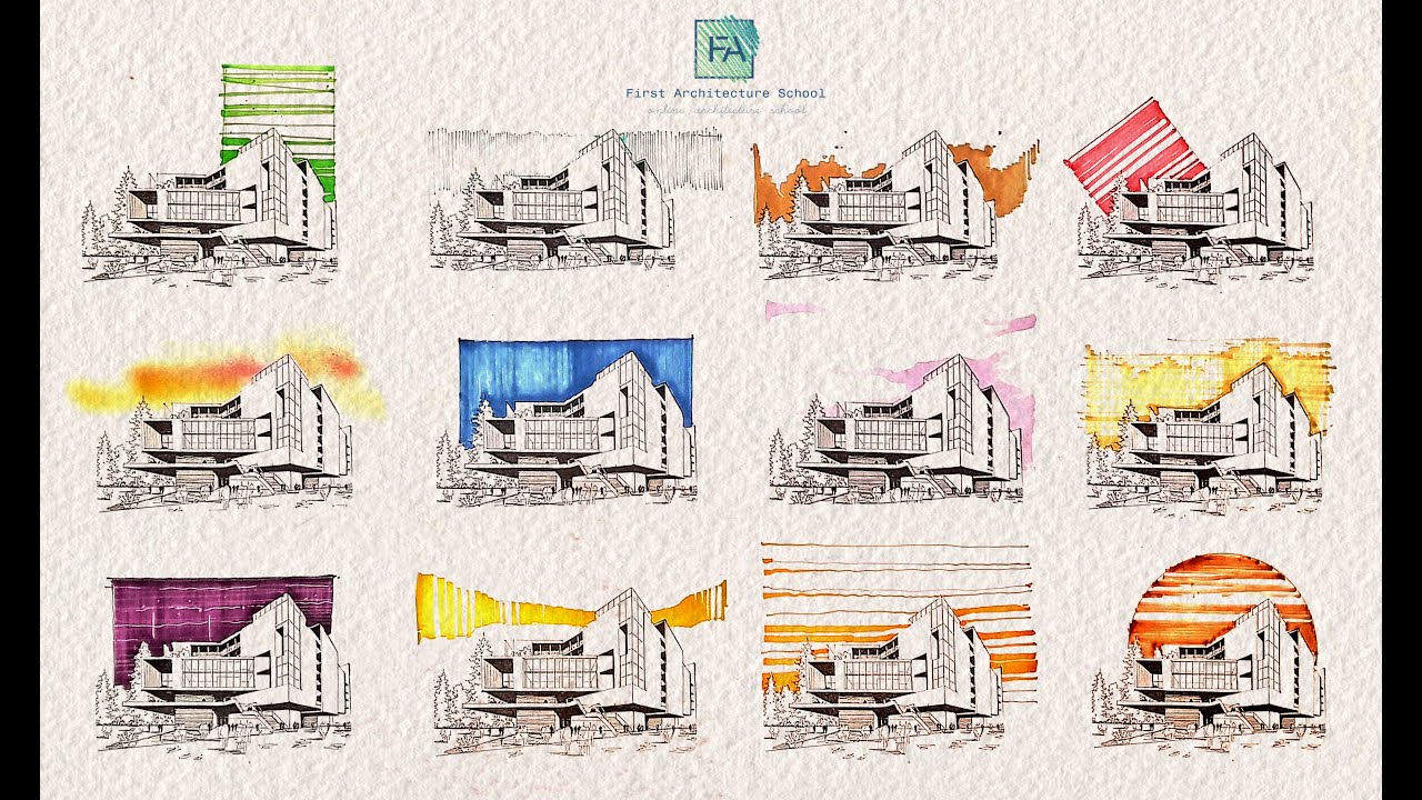 Different skies for your perspective + architectural marker colouring ...