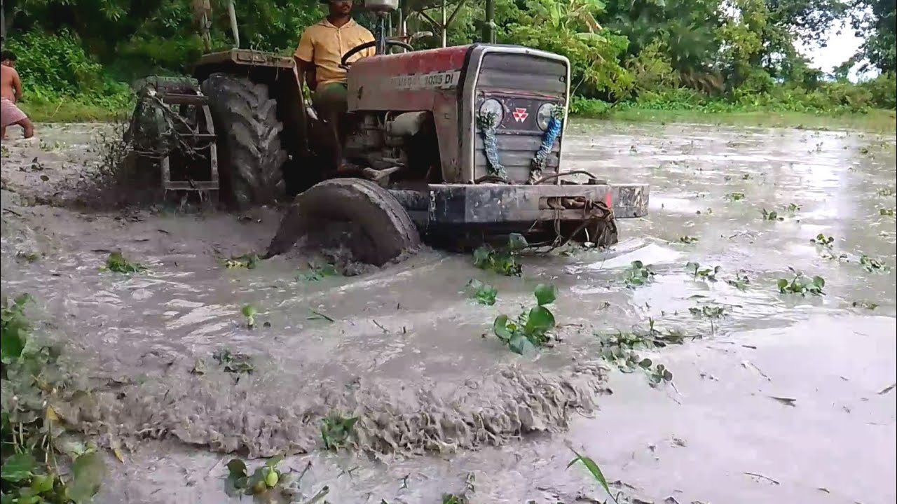 Tractor Puddling in Mud in Deep water field/// #tractorvideo # ...