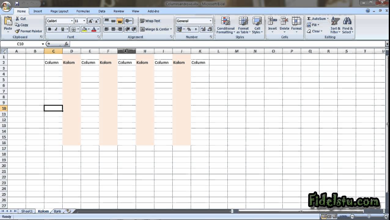 Mengenal Kolom Column dan Baris Row pada Microsoft Office Excel - YouTube