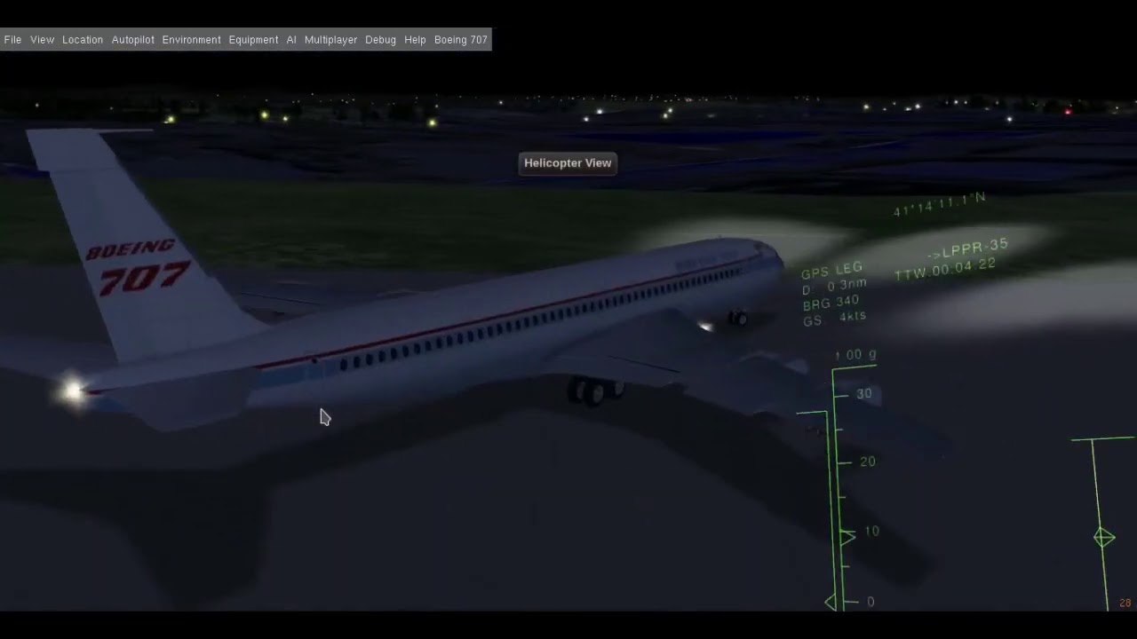 005 Flightgear Boeing 707 full flight from Porto to Faro Portugal ...