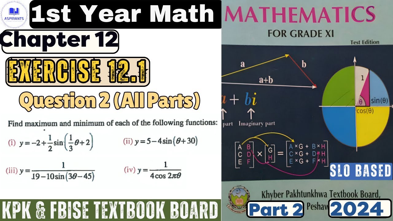 Ex 12.1 Class 11 FBISE course Kpk board Book Part 2 | Maximun & Minimum ...