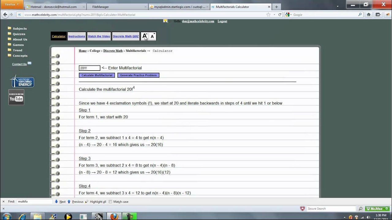 Multifactorial Calculator - YouTube