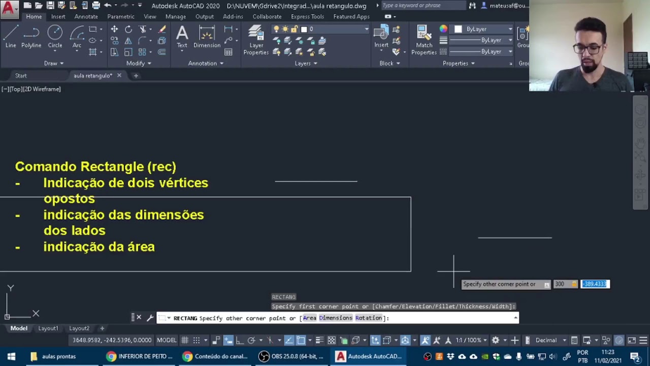 Aula 8 - AUTOCAD 2020 - Comando rectangle (retângulo) - YouTube