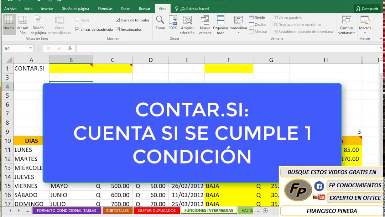 COMO UTILIZAR LA FUNCIÓN CONTAR.SI - YouTube