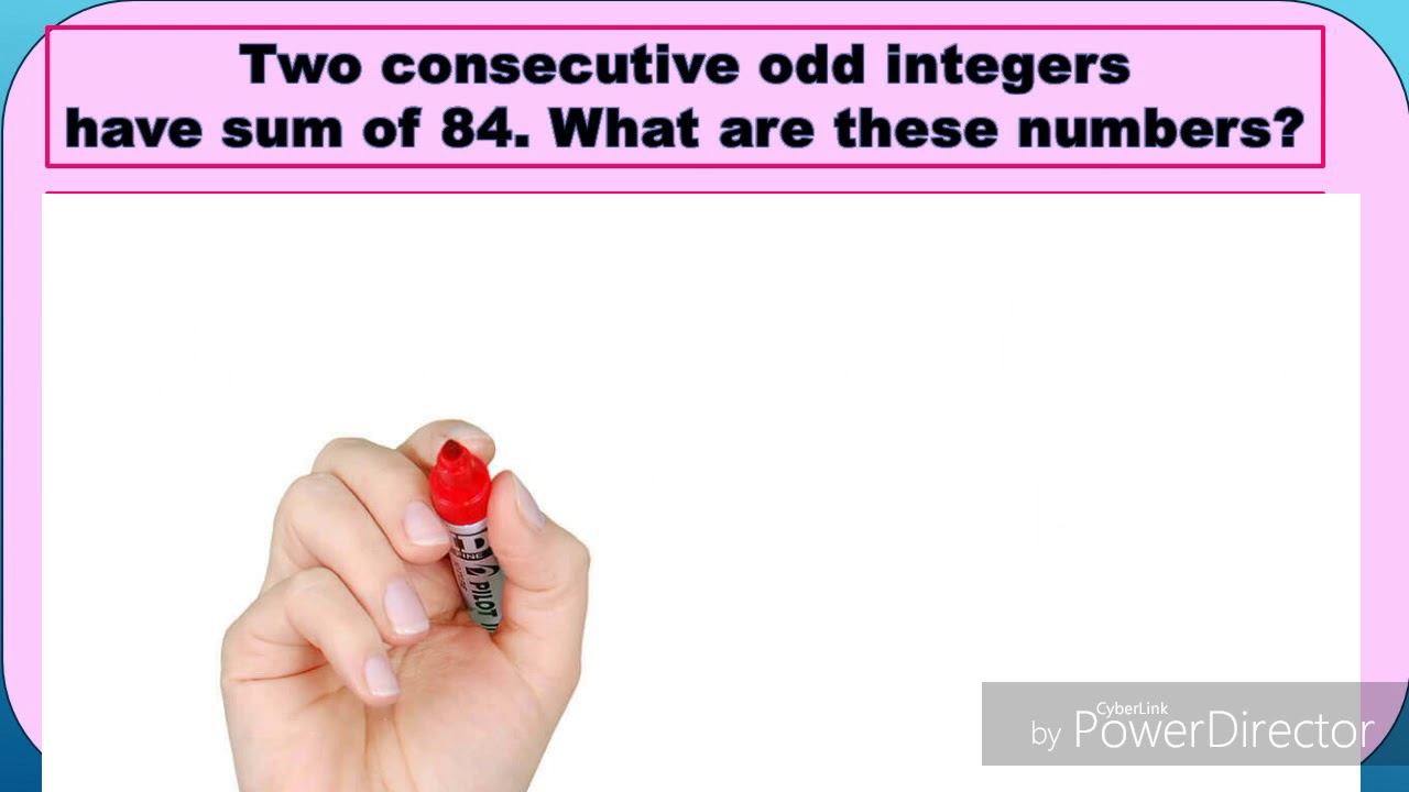 Math question #6 : Two consecutive odd integers have sum of 84. - YouTube