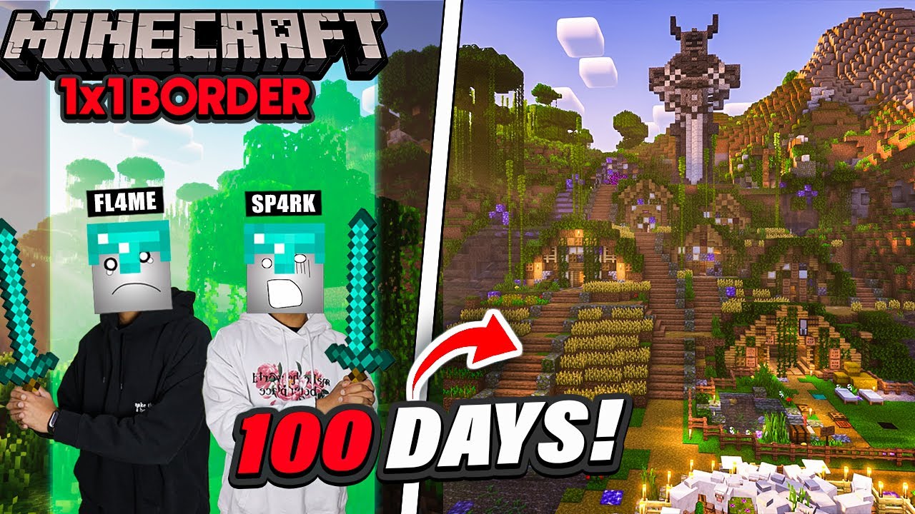 We Survived 100 Days in a 1x1 BORDER in Minecraft! - YouTube