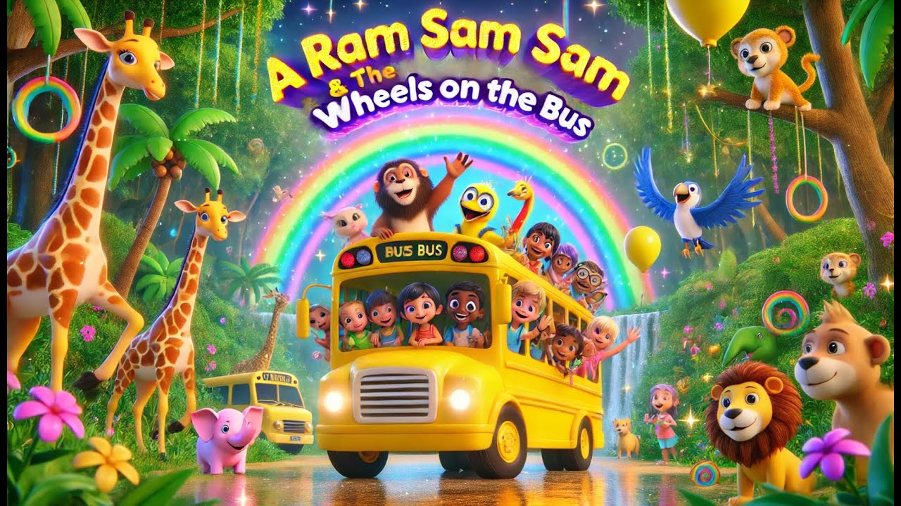A Ram Sam Sam🌟 & The Wheels on the Bus🚍- Fun Kids Songs with Dancing ...