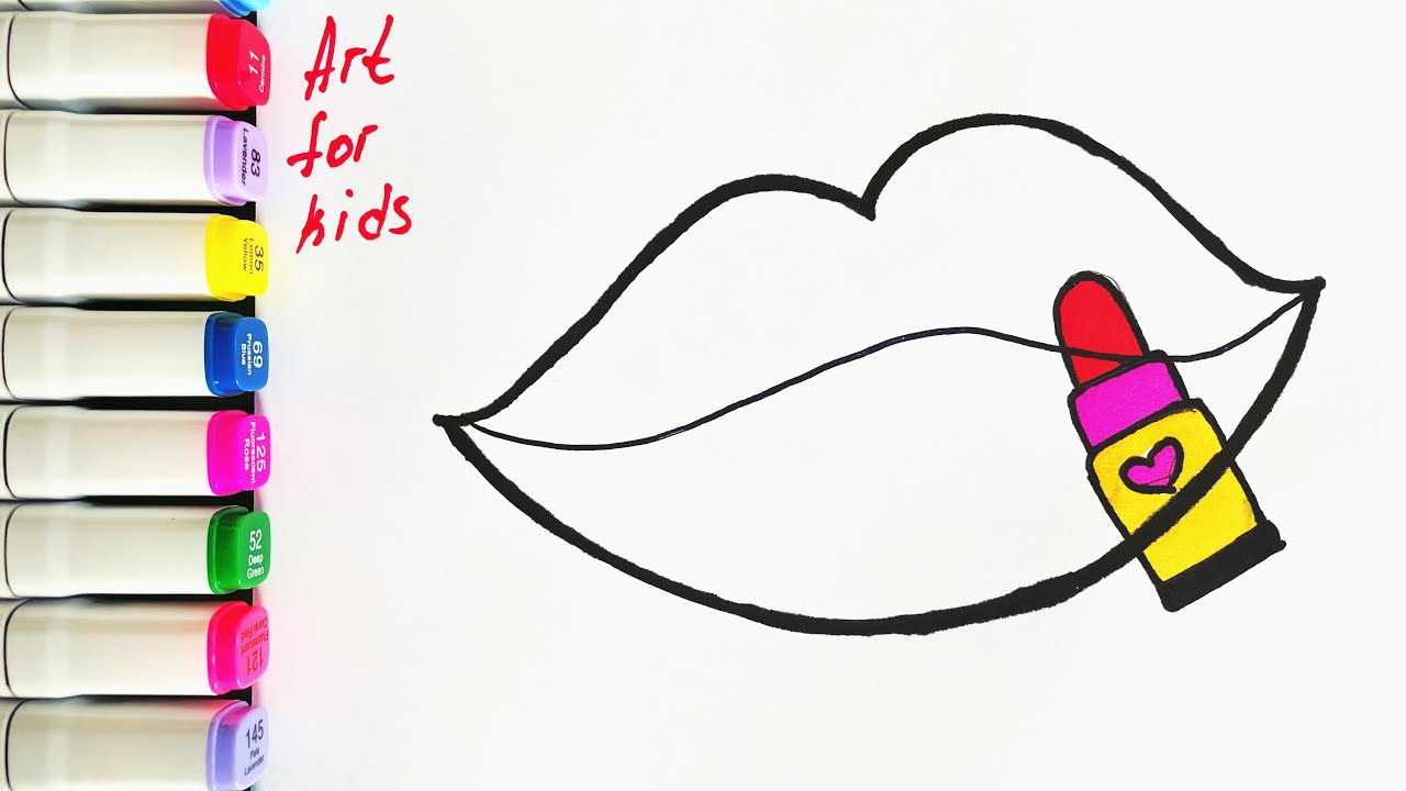 How to draw lips | How to draw lipstick for children, toddlers | 💄 ...