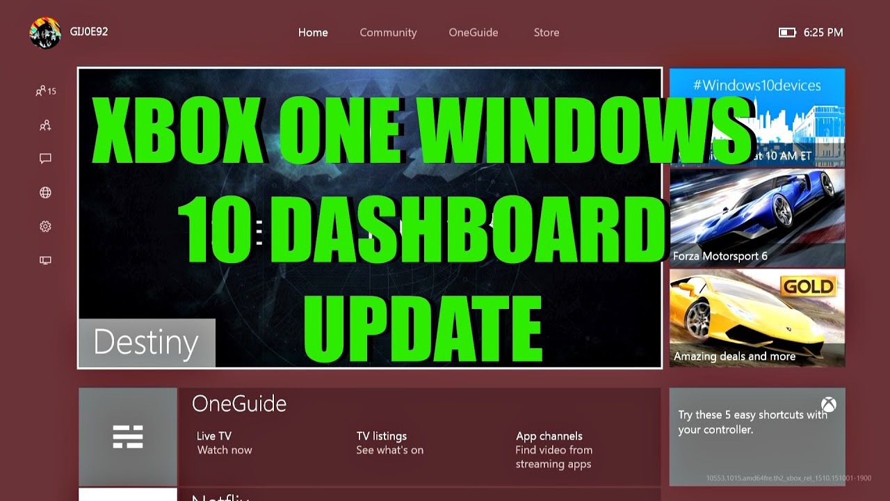 Xbox One Windows 10 Dashboard Update - UI Preview/Walkthrough - YouTube