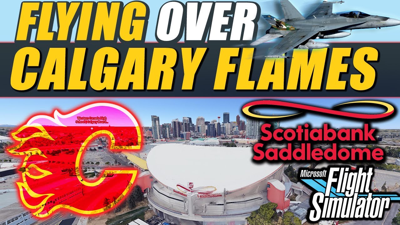 Flying Over Calgary Flames Saddledome in Flight Sim - YouTube
