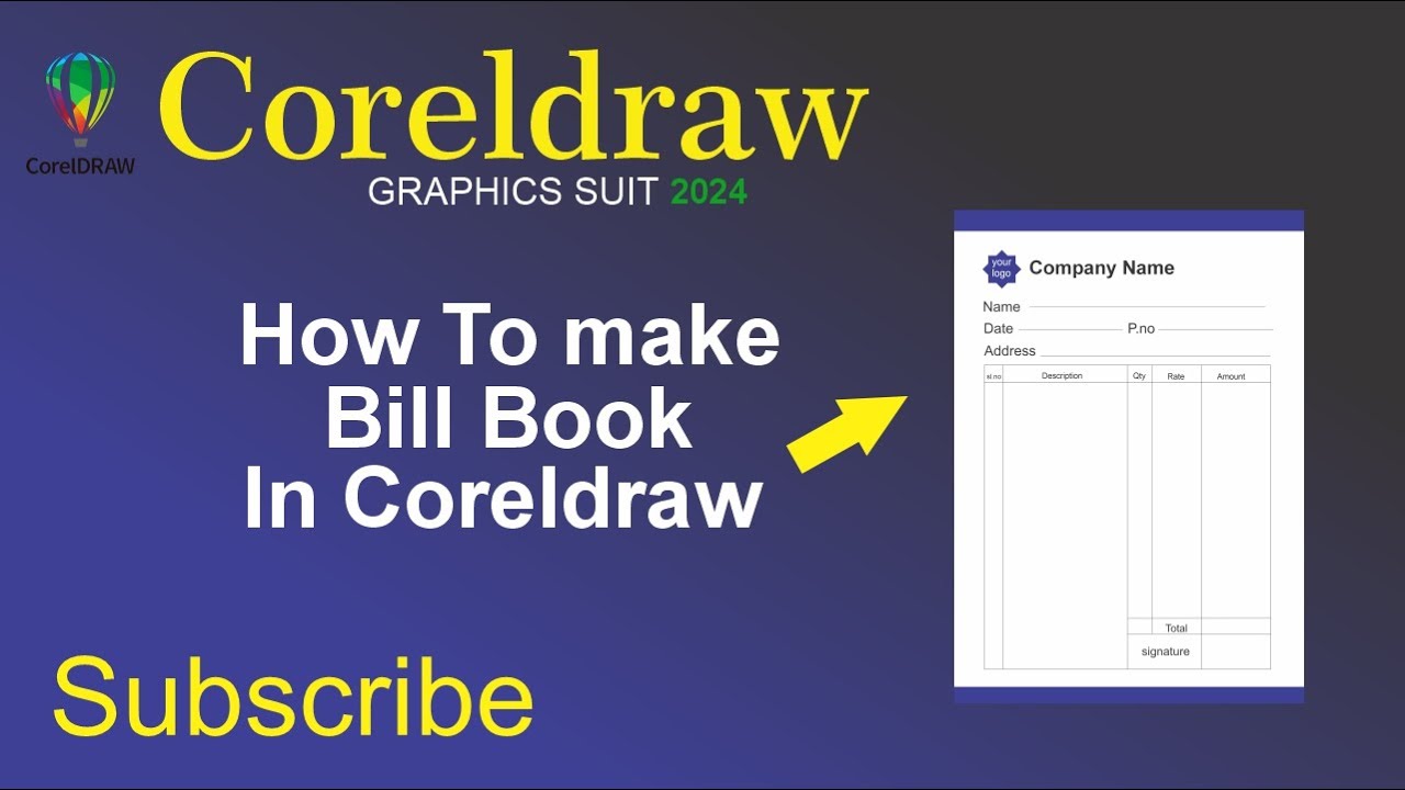 How To Design Bill Book In CorelDraw | CorelDraw Tutorials - YouTube