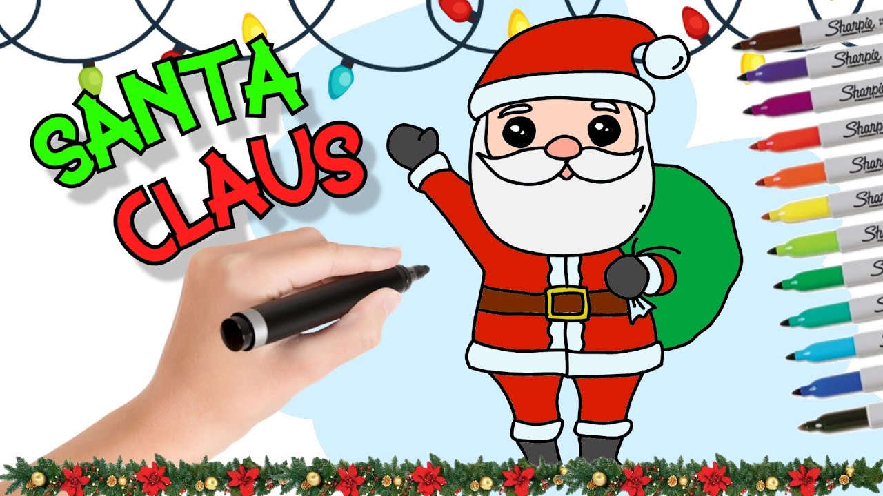 How to draw SANTA easy step by step | Santa Claus drawing | Christmas ...