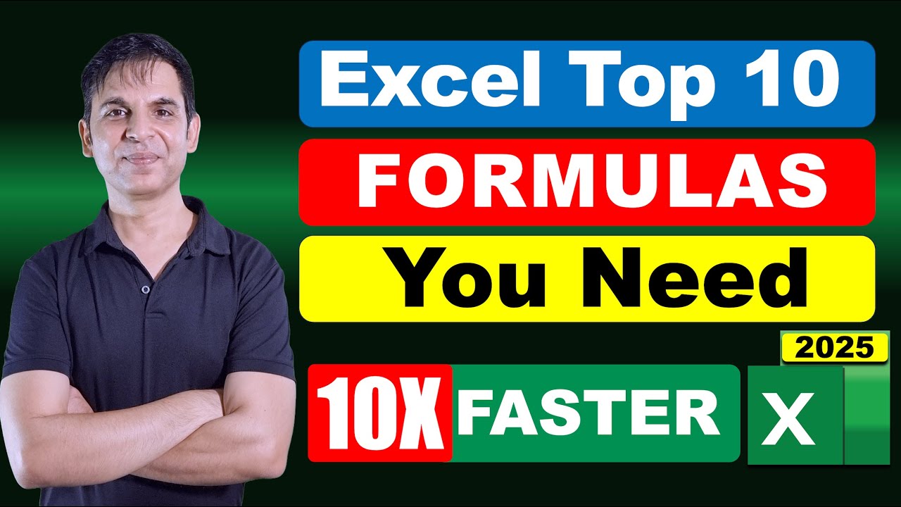 Top 10 Excel Formulas You Only Need to Know / Excel Formulas - YouTube