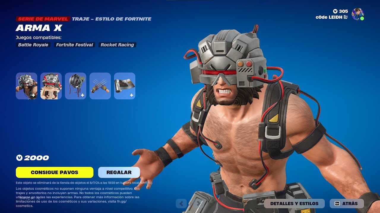NUEVA SKIN *WOLVERINE ARMA X* NUEVA TIENDA FORTNITE HOY 02/07/24 ...