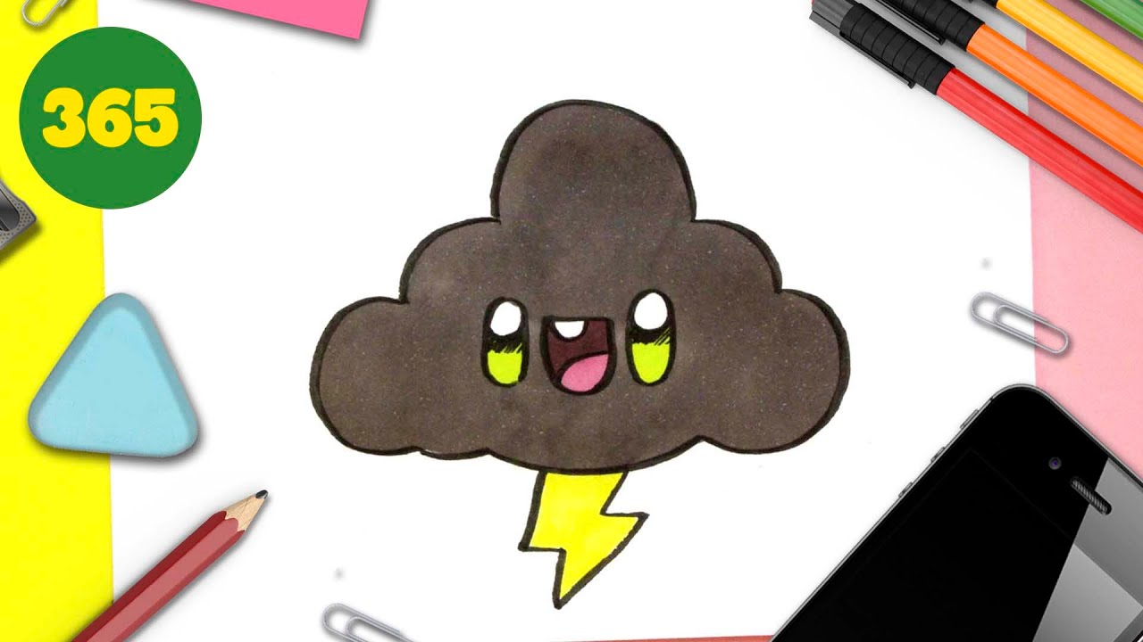 HOW TO DRAW A CUTE CLOUD WITH STORM KAWAII 💖 Cute drawings 💖 - YouTube