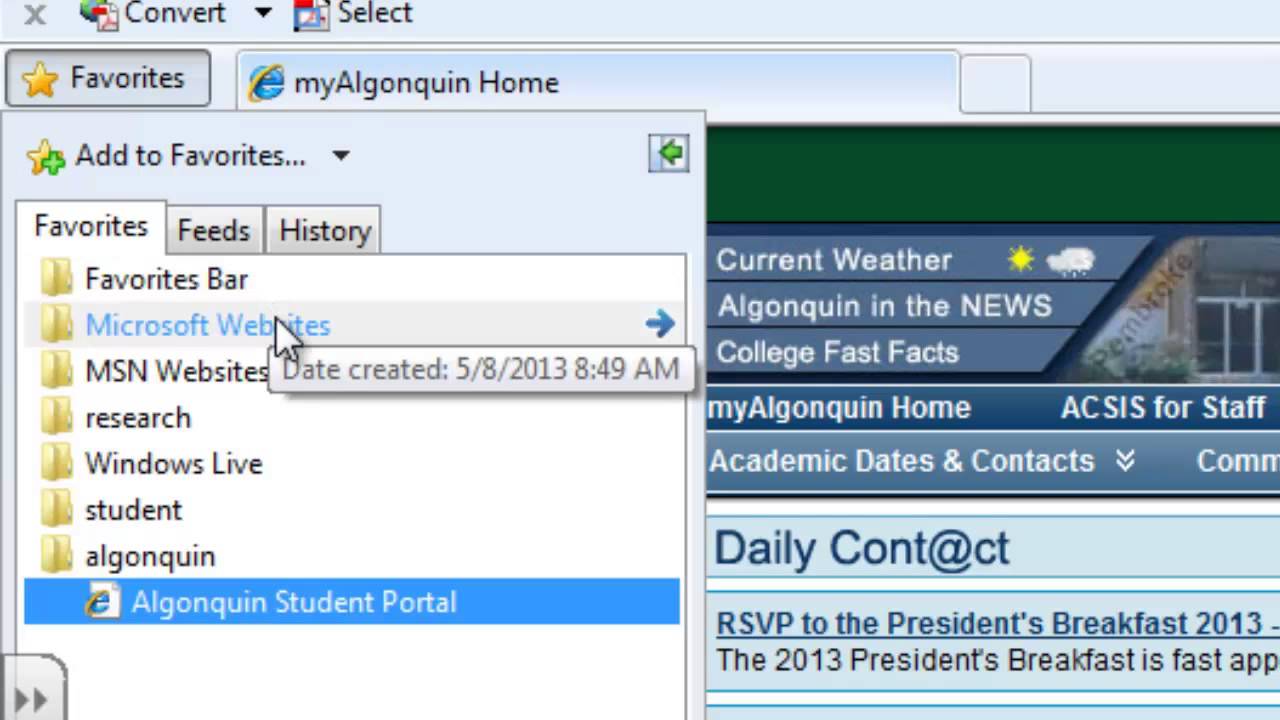 Bookmarking in Internet Explorer - YouTube