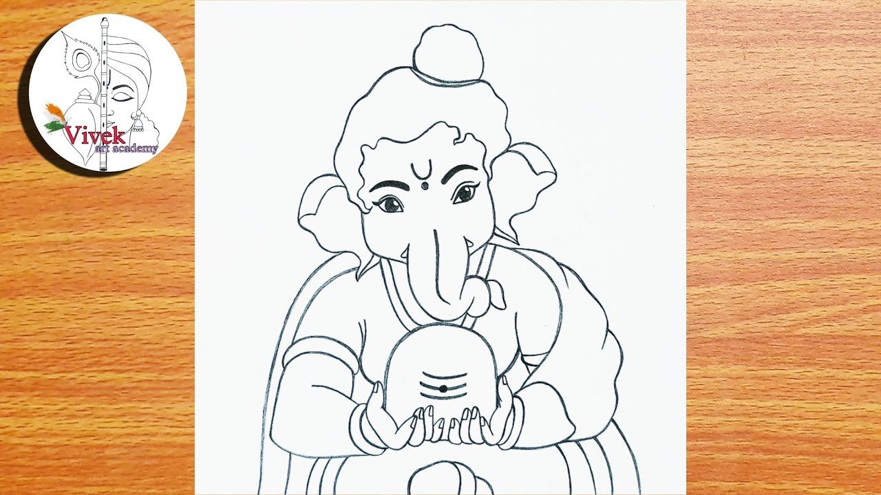 Ganpati Bappa with Shivling in Hand | Ganesh Drawing for Beginners ...