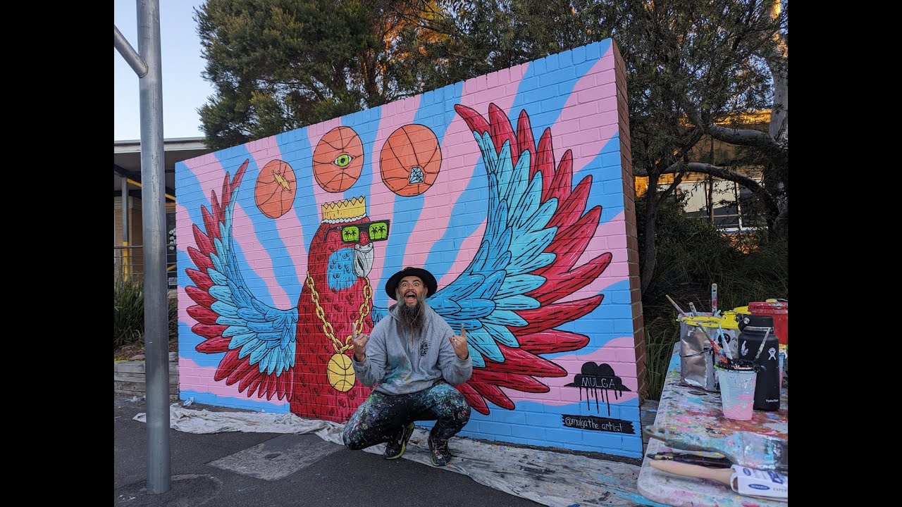 Randy the Rosella Mural at Lucas Heights Community School - YouTube