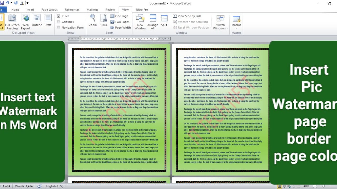 How to Insert Watermark| Text Watermark picture Watermark| Page Border ...