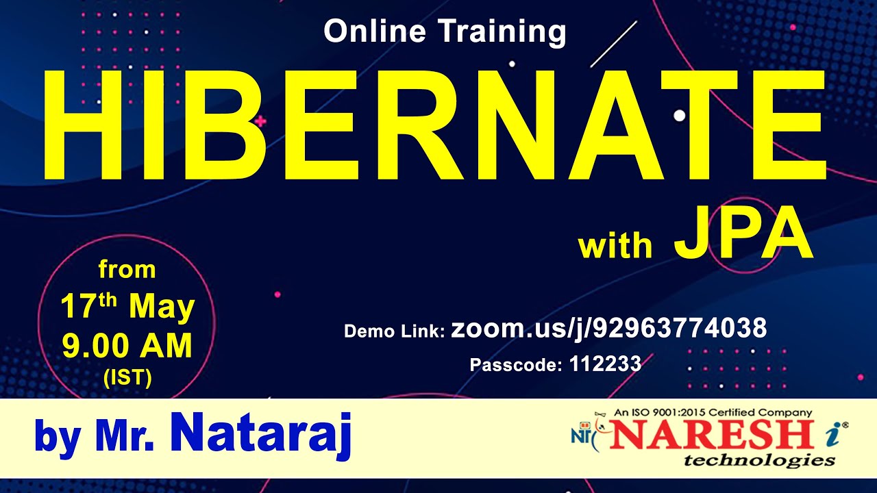 Hibernate With Jpa Online Training Session 1 By Mr Nataraj Youtube
