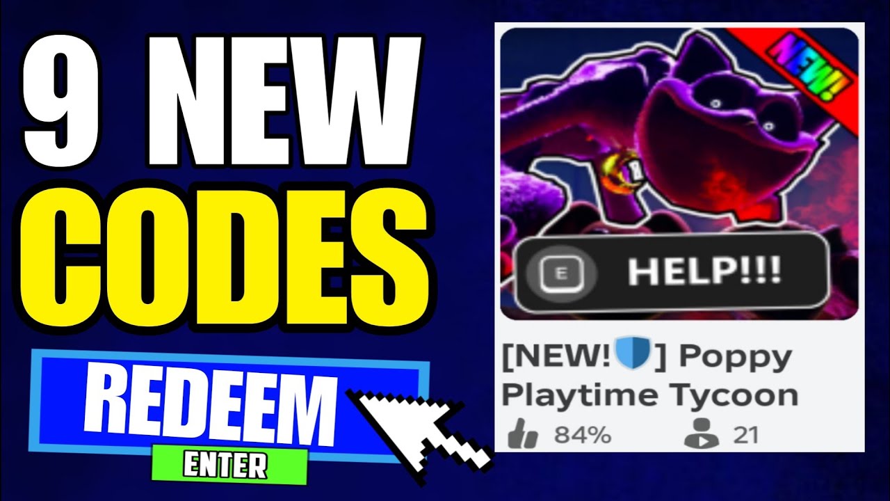 ROBLOX POPPY PLAYTIME TYCOON CODES 2024!! | BE QUICKLY | NEW! - YouTube
