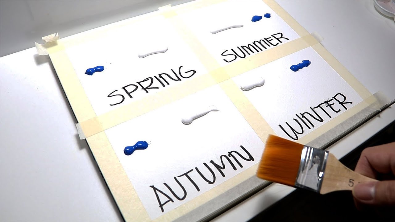 4 Season Winter Summer Autumn Spring | Acrylic Painting step by step ...