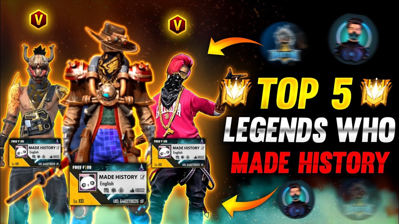 TOP 5 LEGENDS WHO MADE HISTORY IN Free fire😱🔥 - YouTube