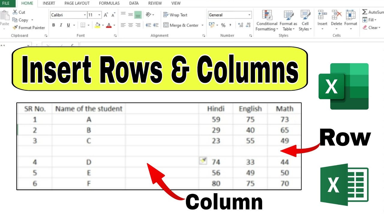 How to insert Rows & Columns in Hindi | Anjali Bhardwaj| - YouTube