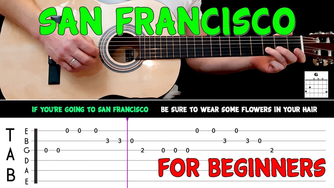 SAN FRANCISCO | Easy guitar melody lesson for BEGINNERS (with tabs ...