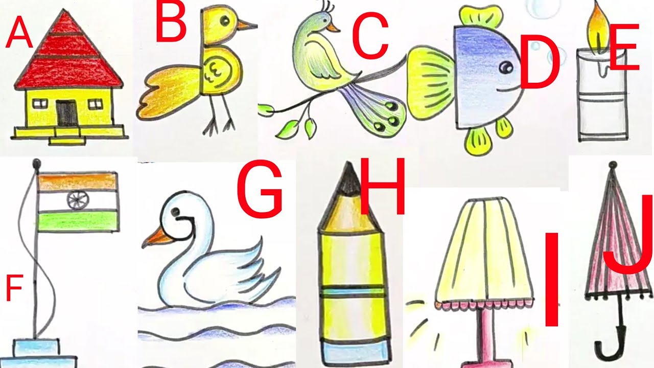 easy drawing with alphabet's drawing with fun || easy drawing with ...