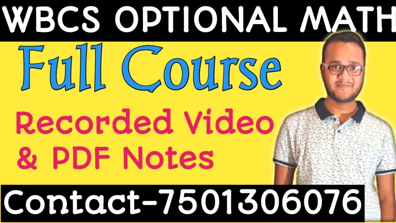 WBCS Optional Mathematics/Full Course/Math Series/WBCS Optional Math ...