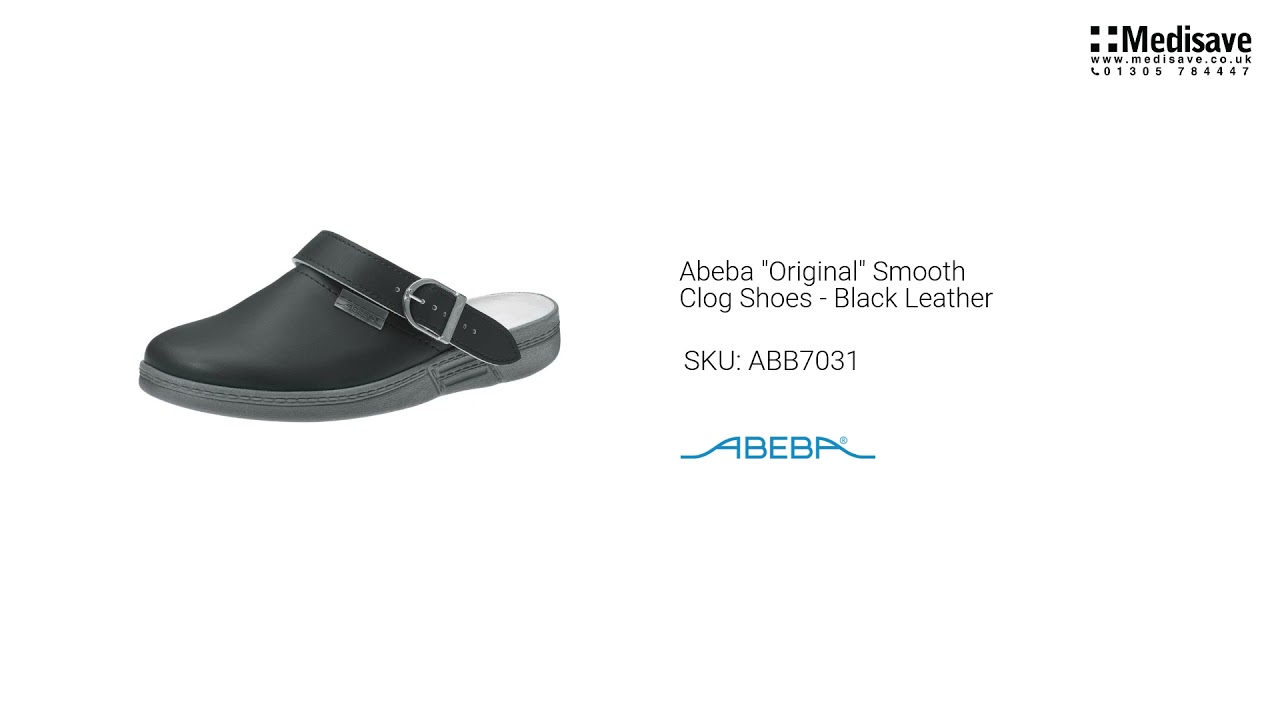 Abeba Original Smooth Clog Shoes Black Leather ABB7031 - YouTube