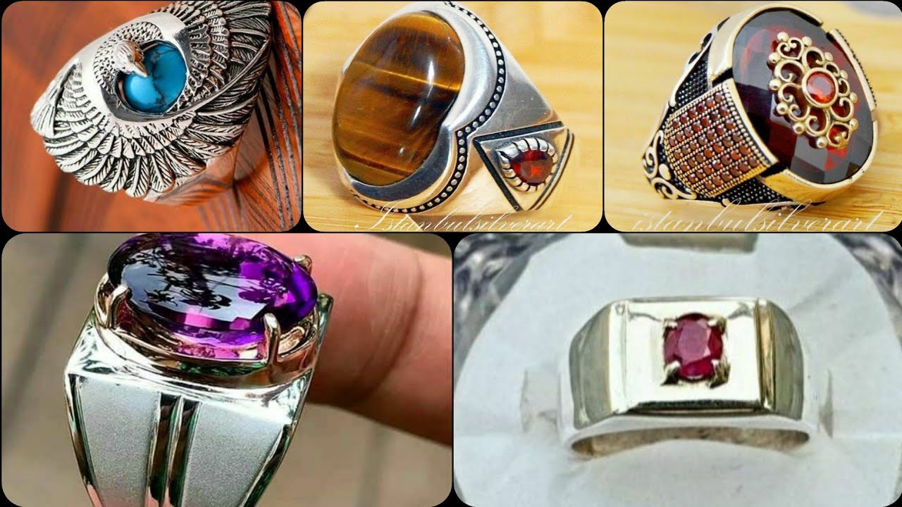 Men silver rings with gemstone |stylish men silver rings | A.j ...