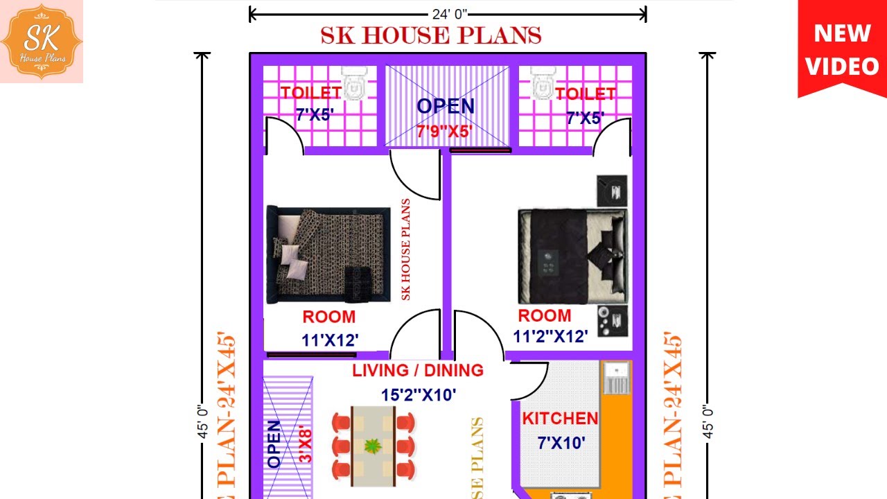 LATEST HOUSE PLAN 24' X 45' / 1080 SQ.FT / 120 SQ.YDS / 100 SQ.M ...
