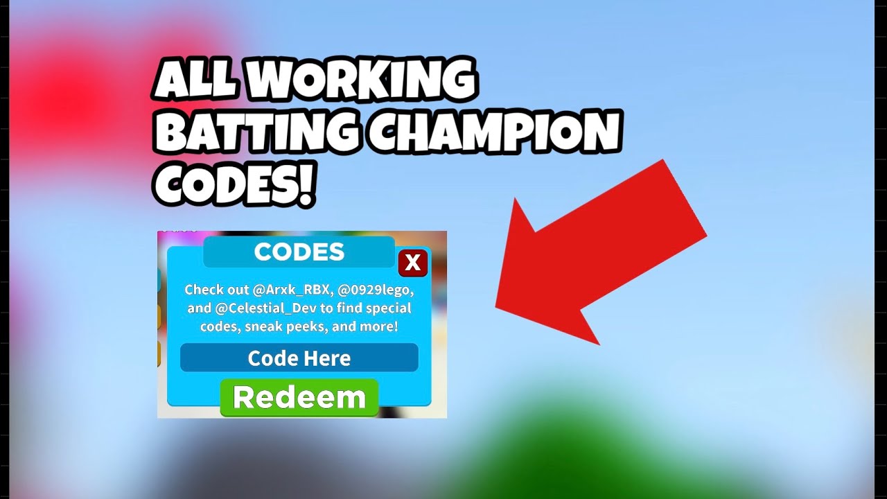 ALL WORKING BATTING CHAMPION CODES! - YouTube