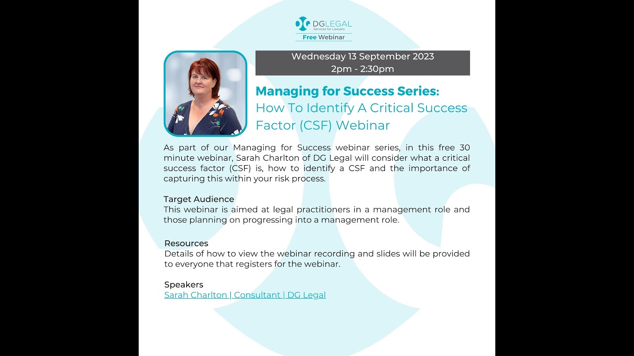 Managing for Success Series: How To Identify A Critical Success Factor ...