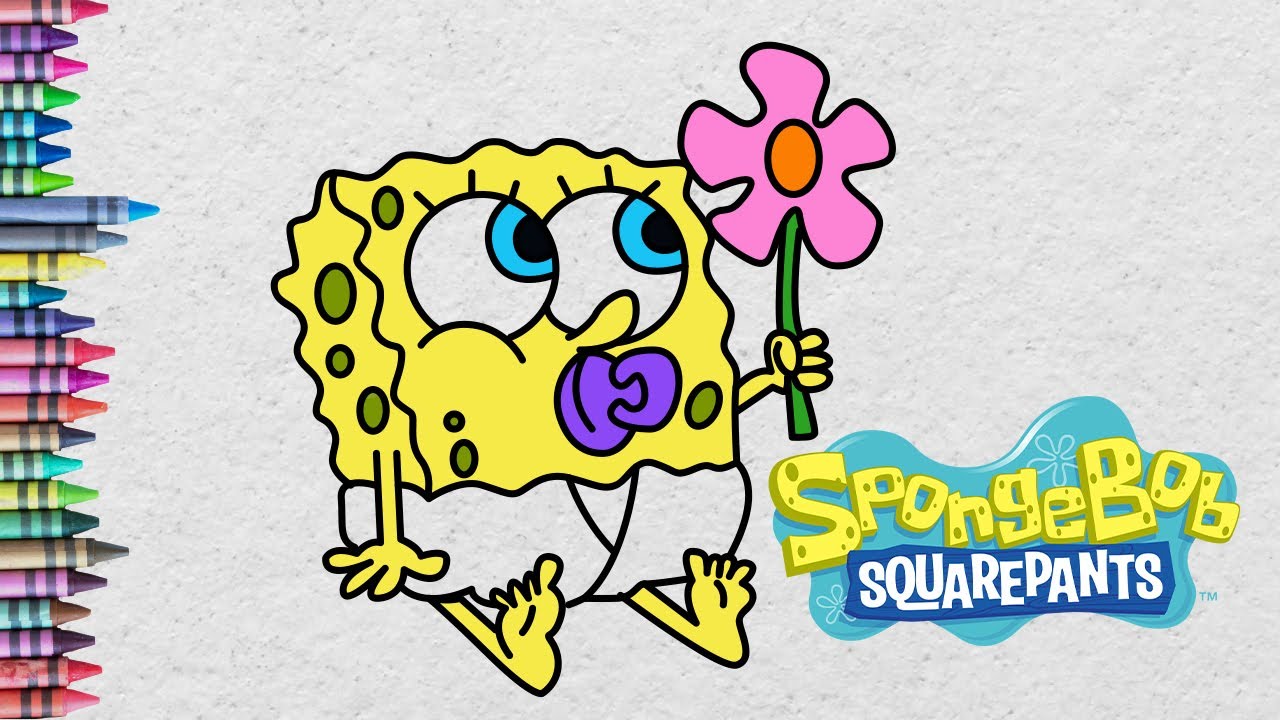 Menggambar Dan Mewarnai Spongebob Bayi Dengan Bunga - How To Draw Baby ...
