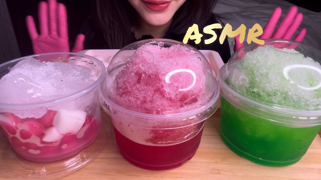ASMR ICE EAT | ICE FROST WITH COLOR SYRUP & ICE CUBE EATING | NO TALK ...