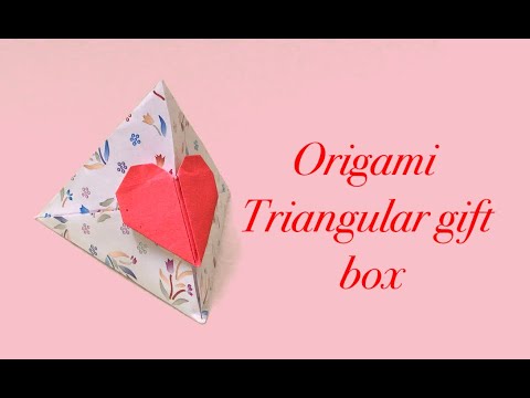Origami triangular gift box with heart lock , simple paper crafts | Origami Ocean - YouTube