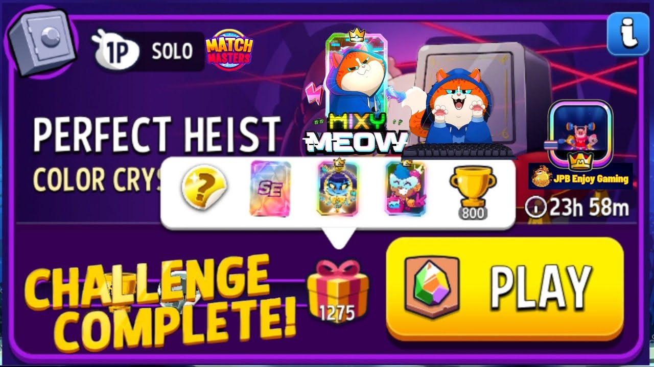 Color Crystals Solo Challenge Perfect Heist/ 1275 Score/Match Masters - YouTube
