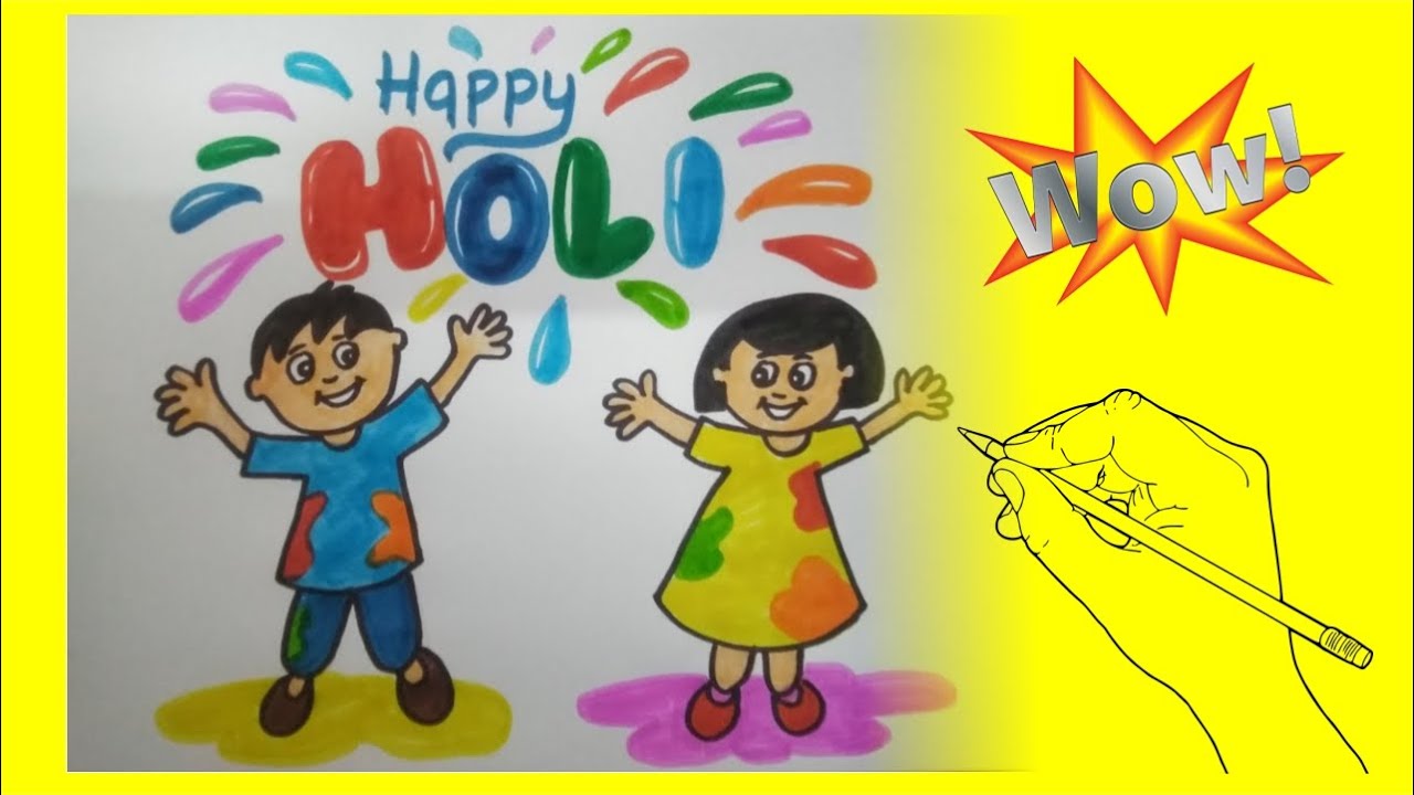 Holi Drawing || Easy To Draw Holi Festival Drawing || होली फेस्टिवल ...