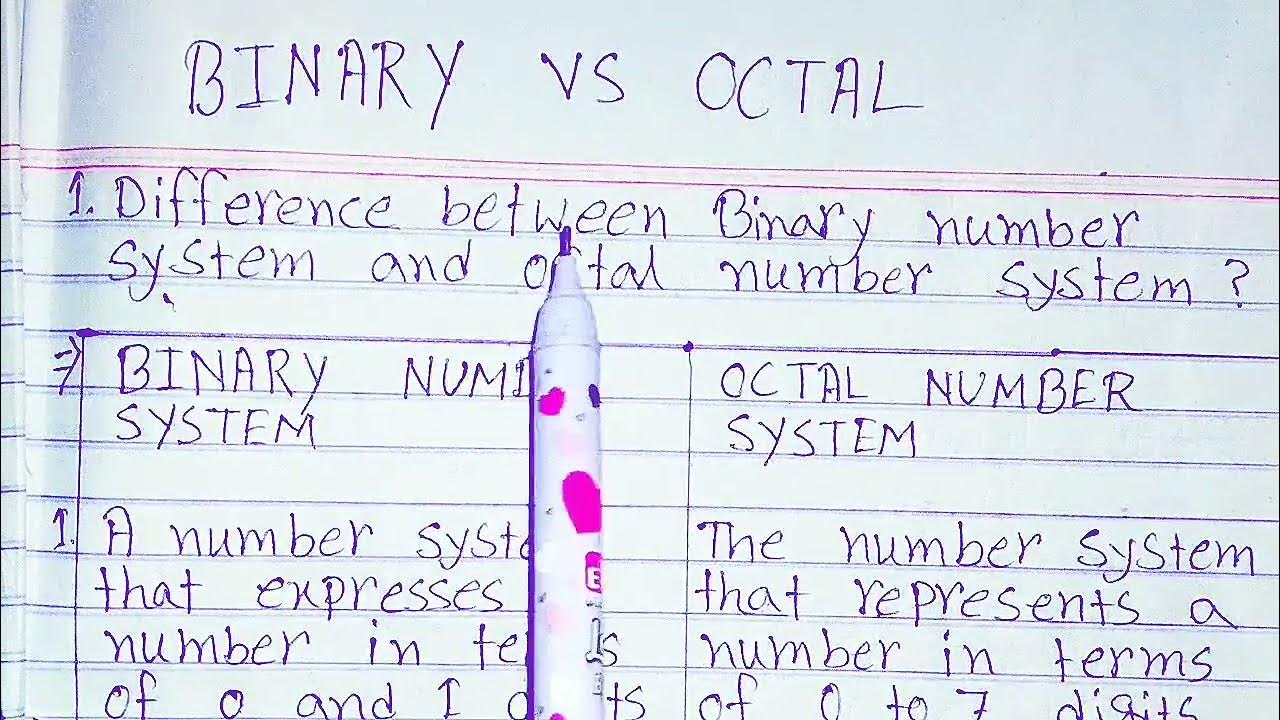Binary number vs octal number|difference between binary number system and octal number system ...