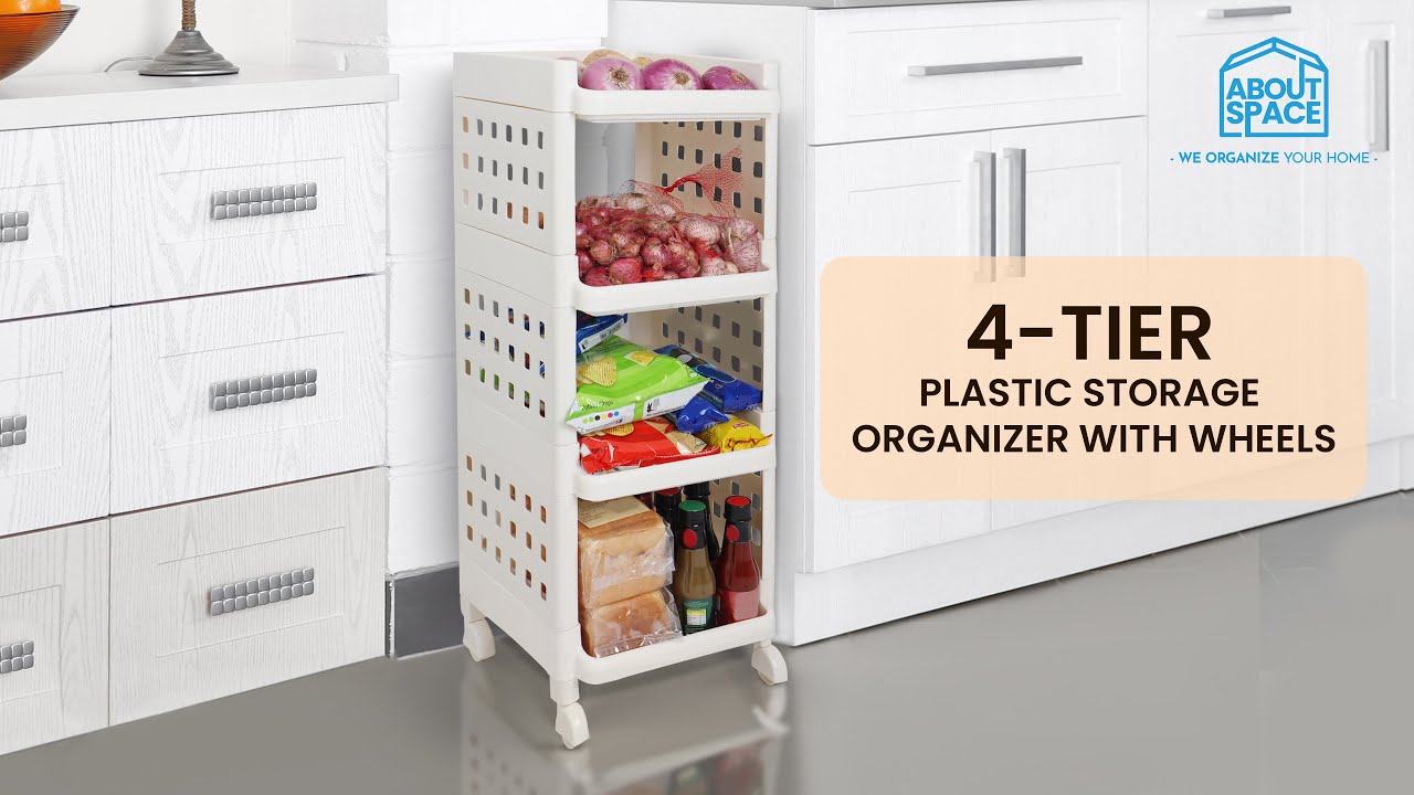 About Space 4-Tier Plastic Storage Organizer with Wheels - YouTube